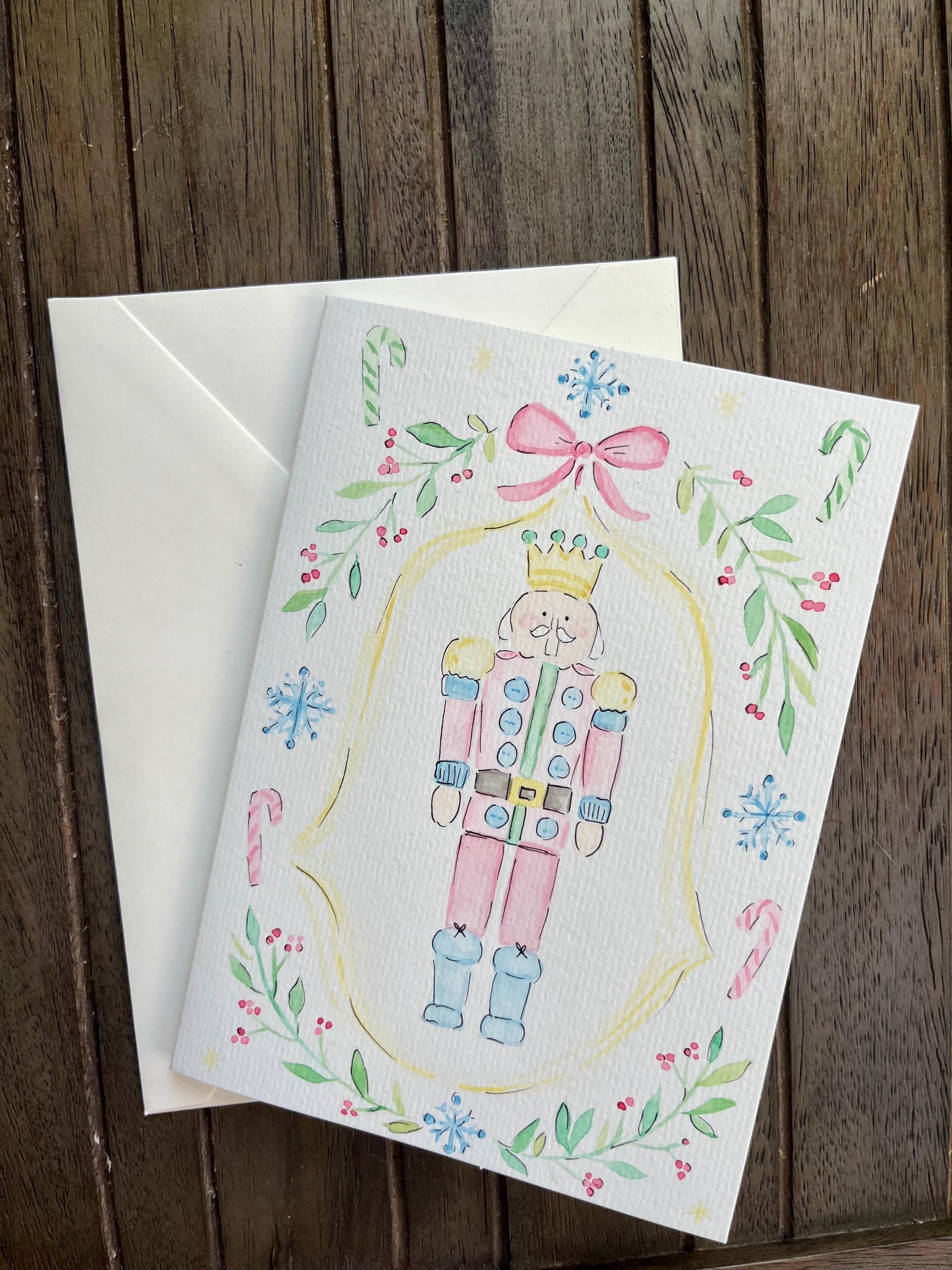 Holiday Nutcracker Card - Hand Painted Watercolor Merry Christmas ...