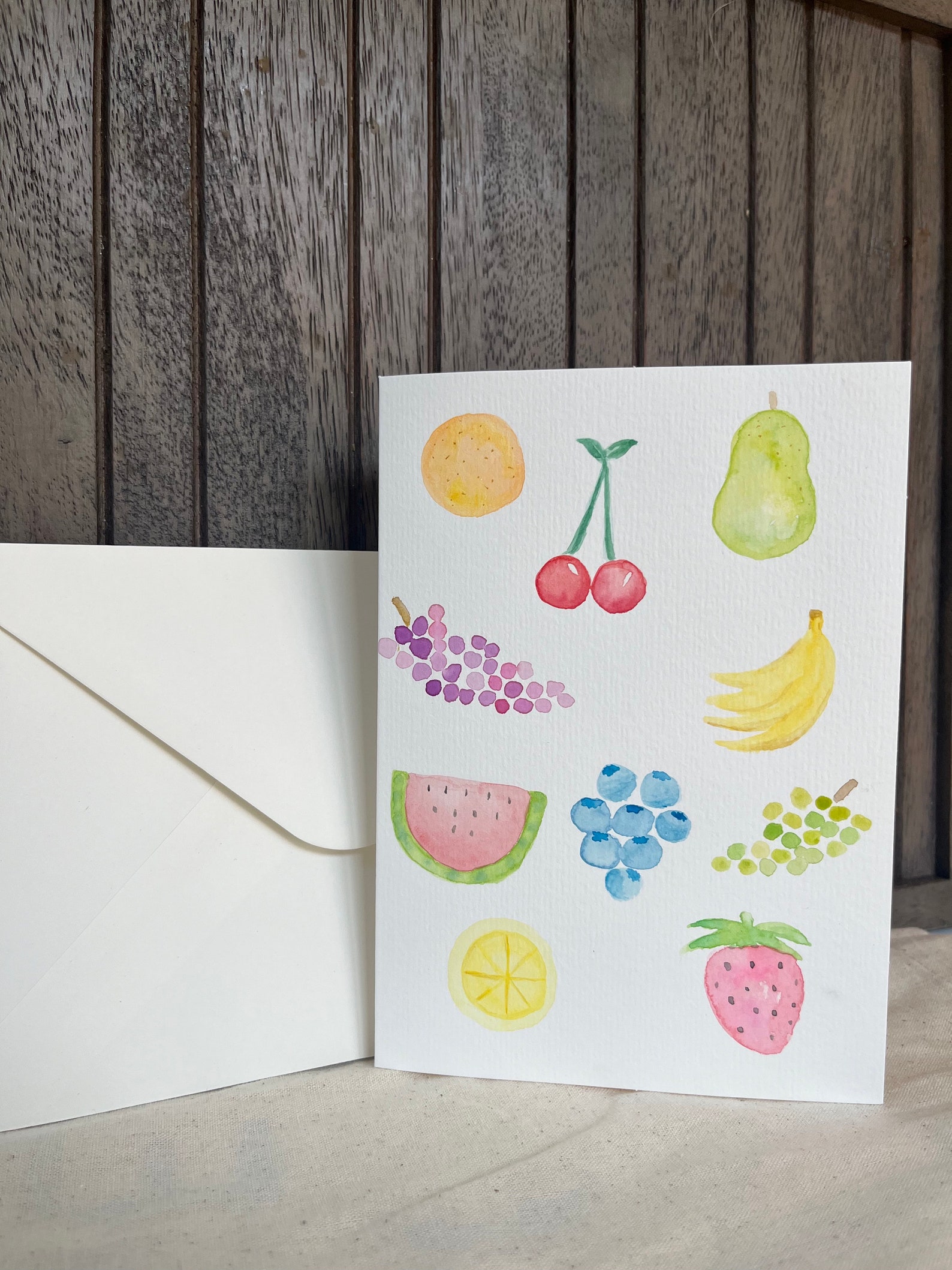Hand Painted Colorful Funny Fruits Watercolor Greeting Card - Etsy