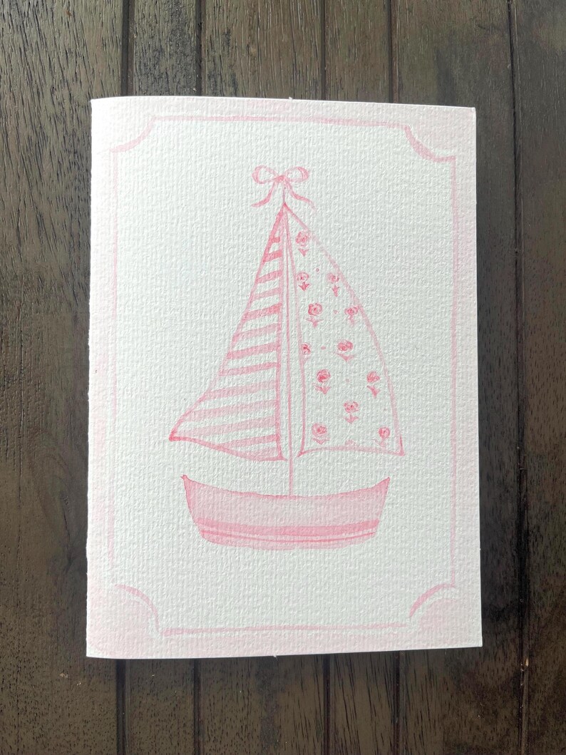 Sailboat Hand Painted Coastal Watercolor Greeting Card | Sailboat ...