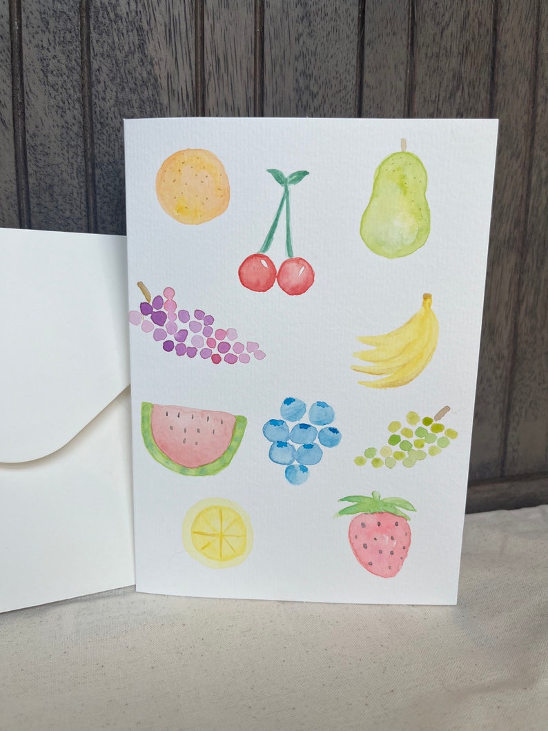 Hand Painted Colorful Funny Fruits Watercolor Greeting Card - Etsy