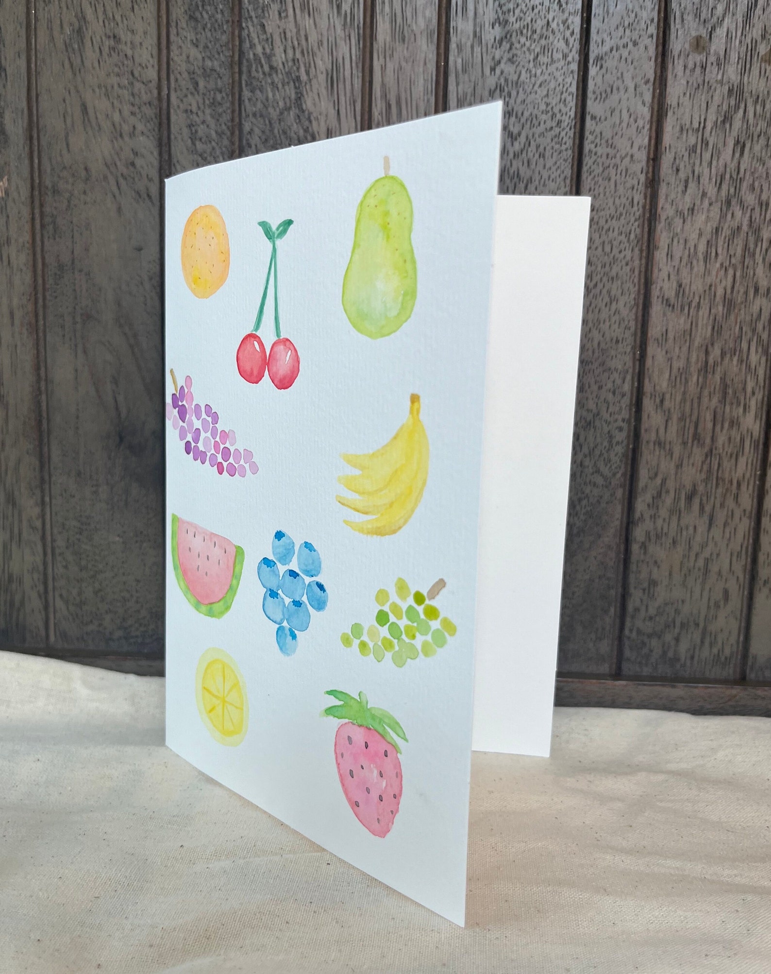 Hand Painted Colorful Funny Fruits Watercolor Greeting Card - Etsy