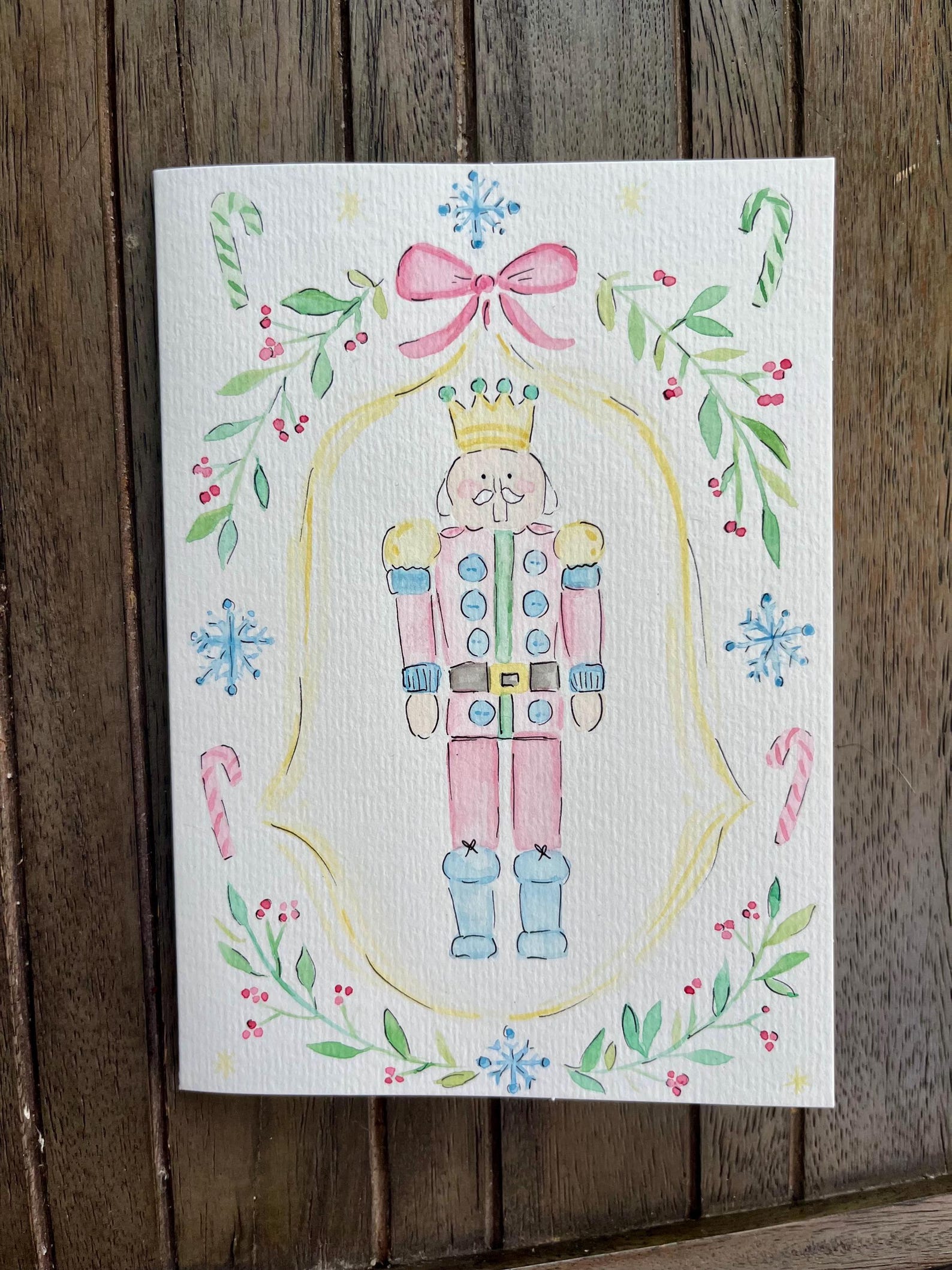 Holiday Nutcracker Card - Hand Painted Watercolor Merry Christmas ...