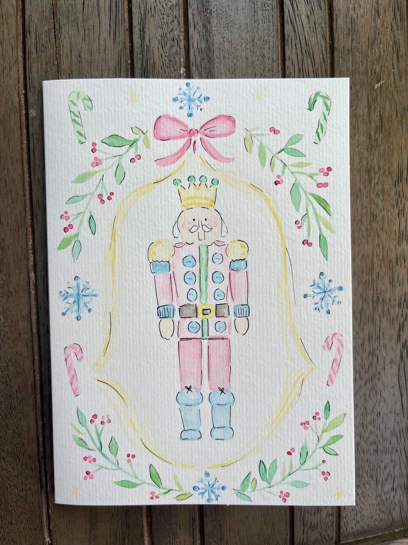Holiday Nutcracker Card - Hand Painted Watercolor Merry Christmas ...