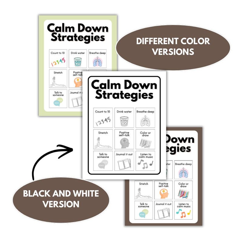 Calm Down Strategies Poster Printable Calm Corner PDF Coping Skills ...