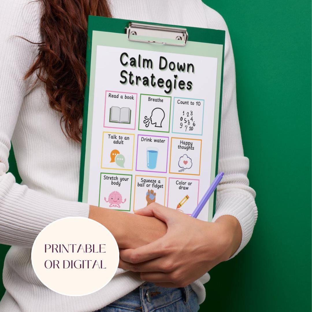 Calm Down Strategies Poster Printable Calm Corner PDF Coping Skills ...