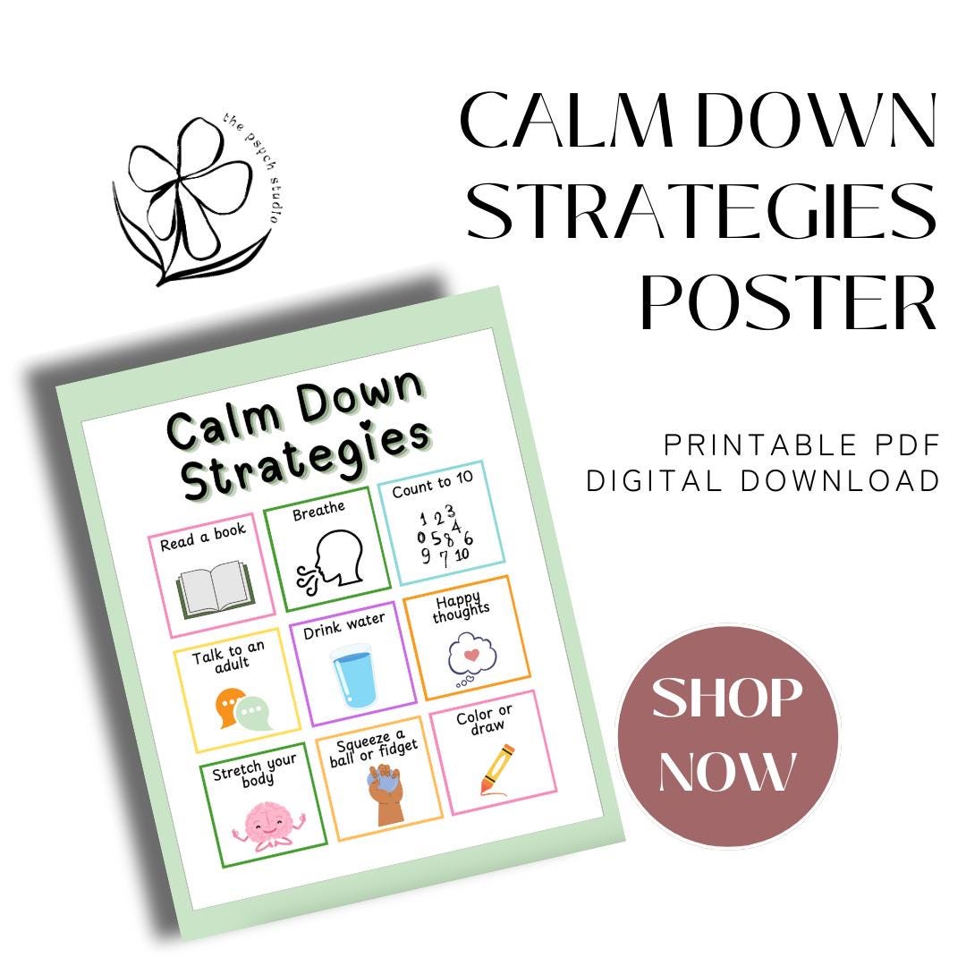 Calm Down Strategies Poster Printable Calm Corner PDF Coping Skills ...