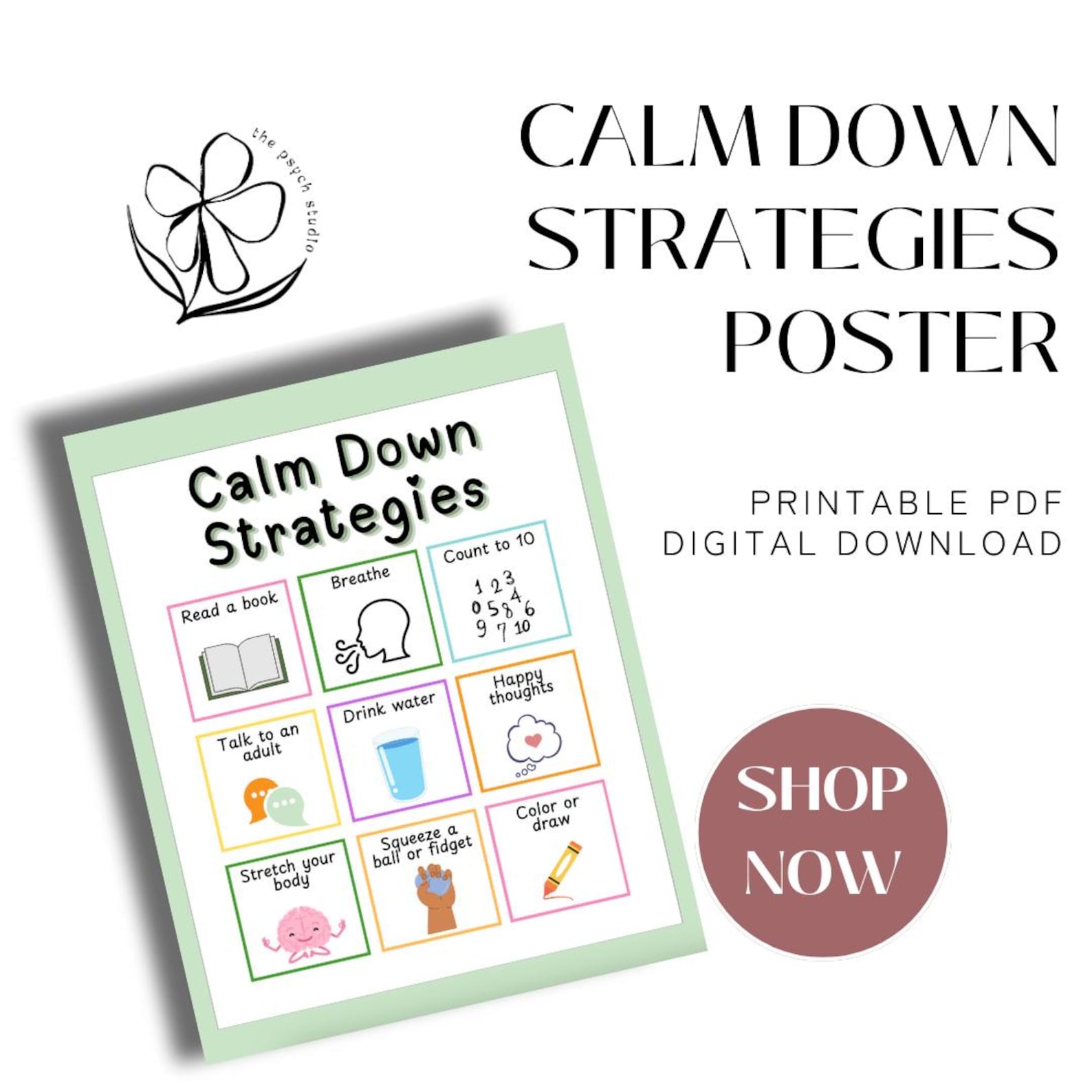 Calm Down Strategies Poster Printable Calm Corner PDF Coping Skills ...