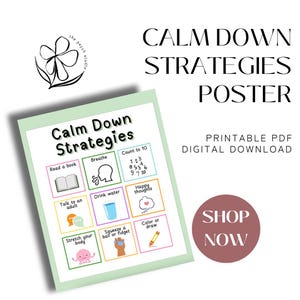 Calm Down Strategies Poster Printable Calm Corner PDF Coping Skills ...