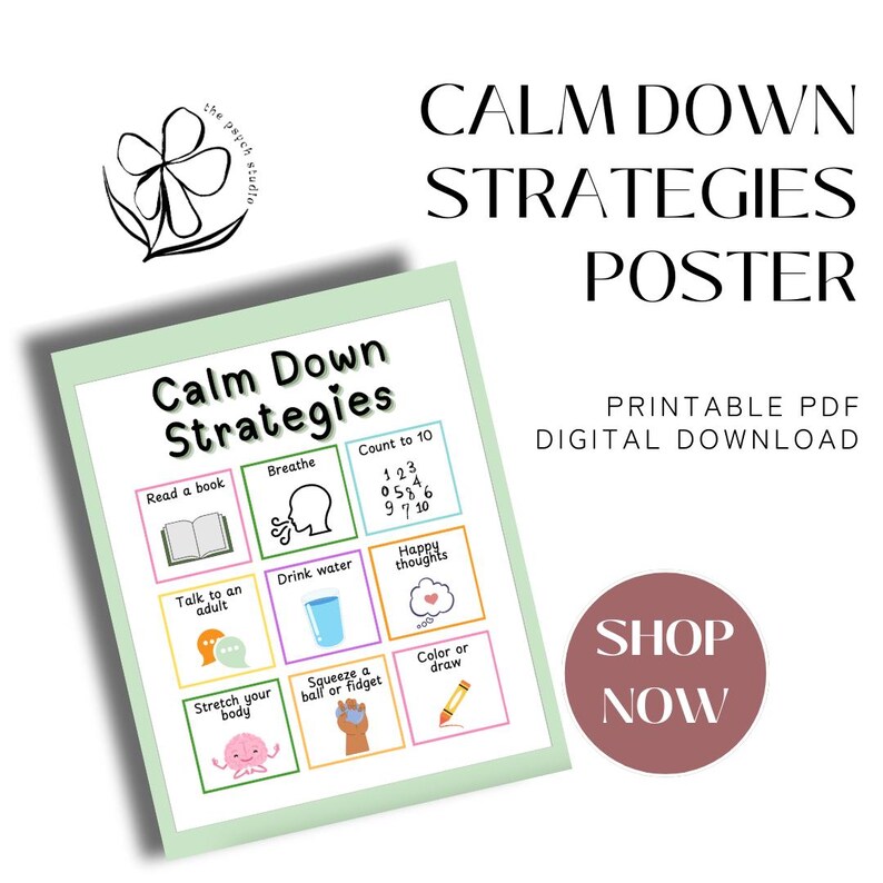 Calm Down Strategies Poster Printable Calm Corner PDF Coping Skills ...