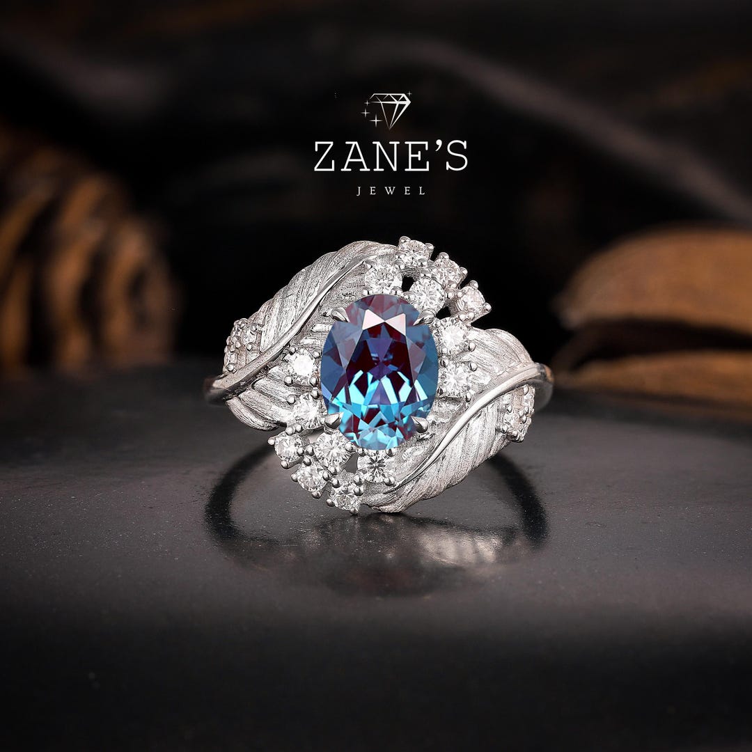 Art Deco Oval Cut Alexandrite Wedding Ring,vintage Color-changing ...