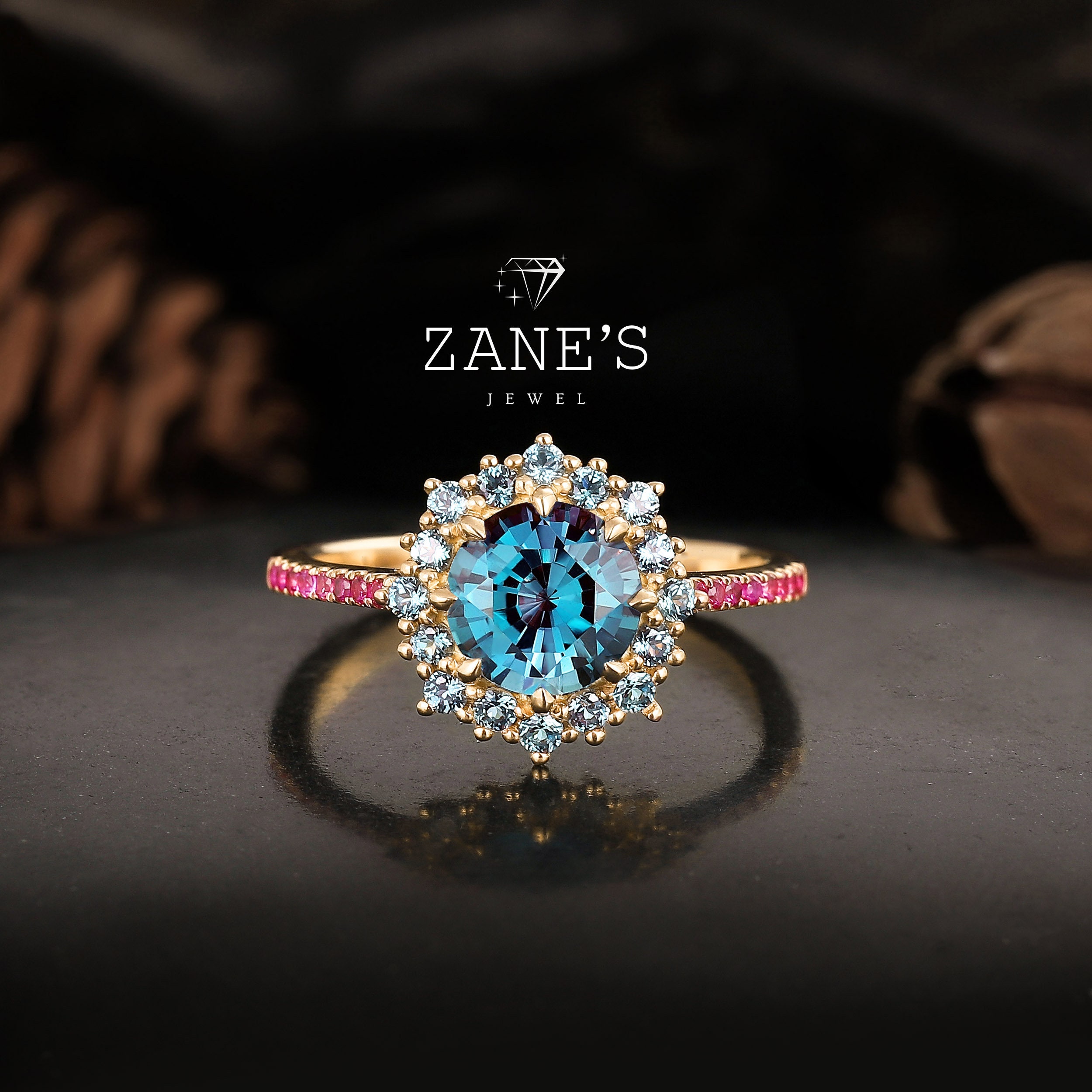 Vintage Round Cut Alexandrite Ring, 14k Solid Gold Engagement Ring ...