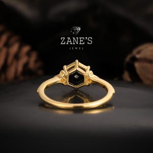 Hexagon Cut Black Onyx Engagement Ring,wedding Band Promise Ring for Men for Women,natural Black ...