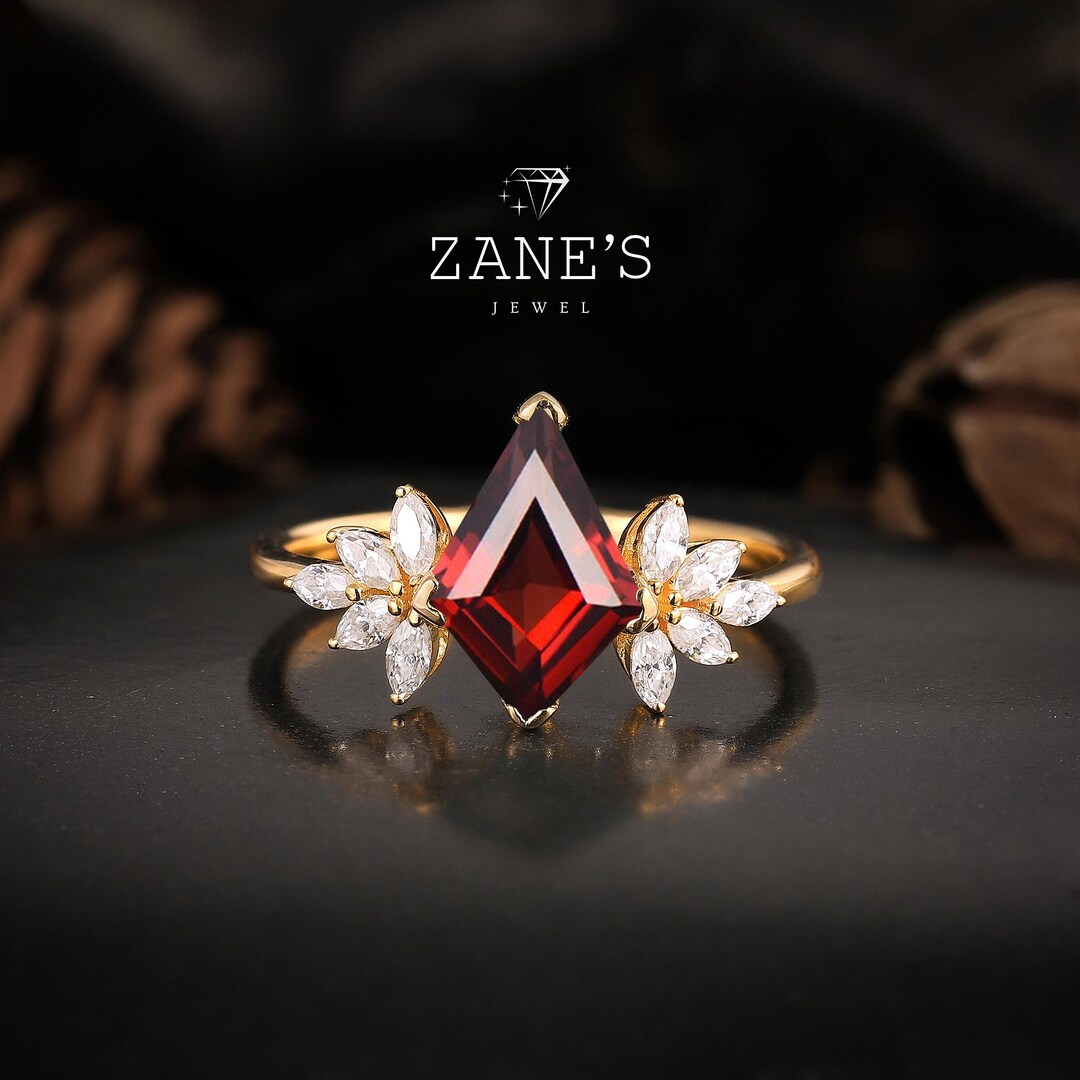 Vintage Kite Cut Red Ruby Floral Branch Engagement Ring,art Deco ...