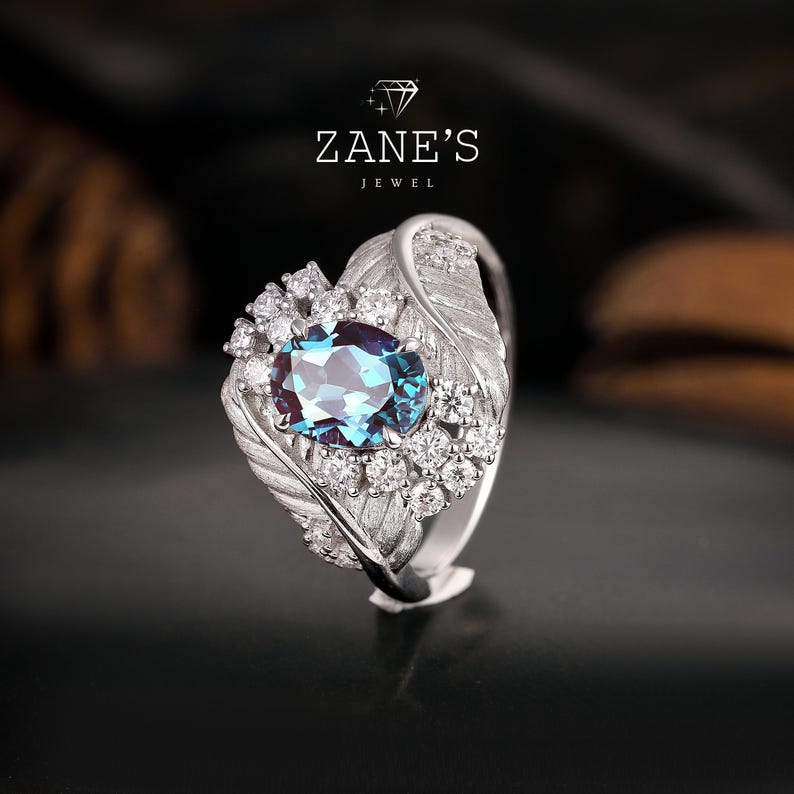 Art Deco Oval Cut Alexandrite Wedding Ring,vintage Color-changing ...