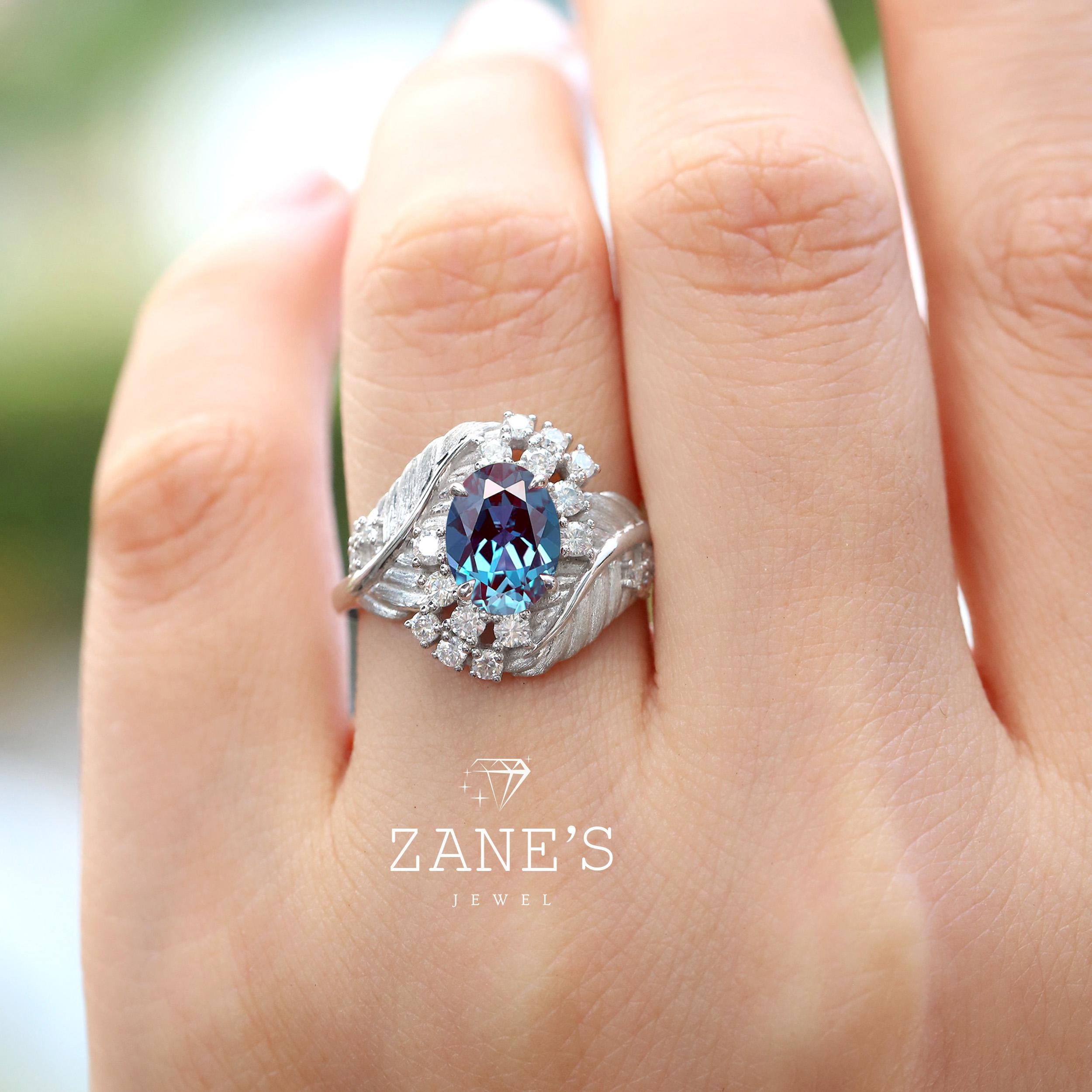 Art Deco Oval Cut Alexandrite Wedding Ring,vintage Color-changing ...