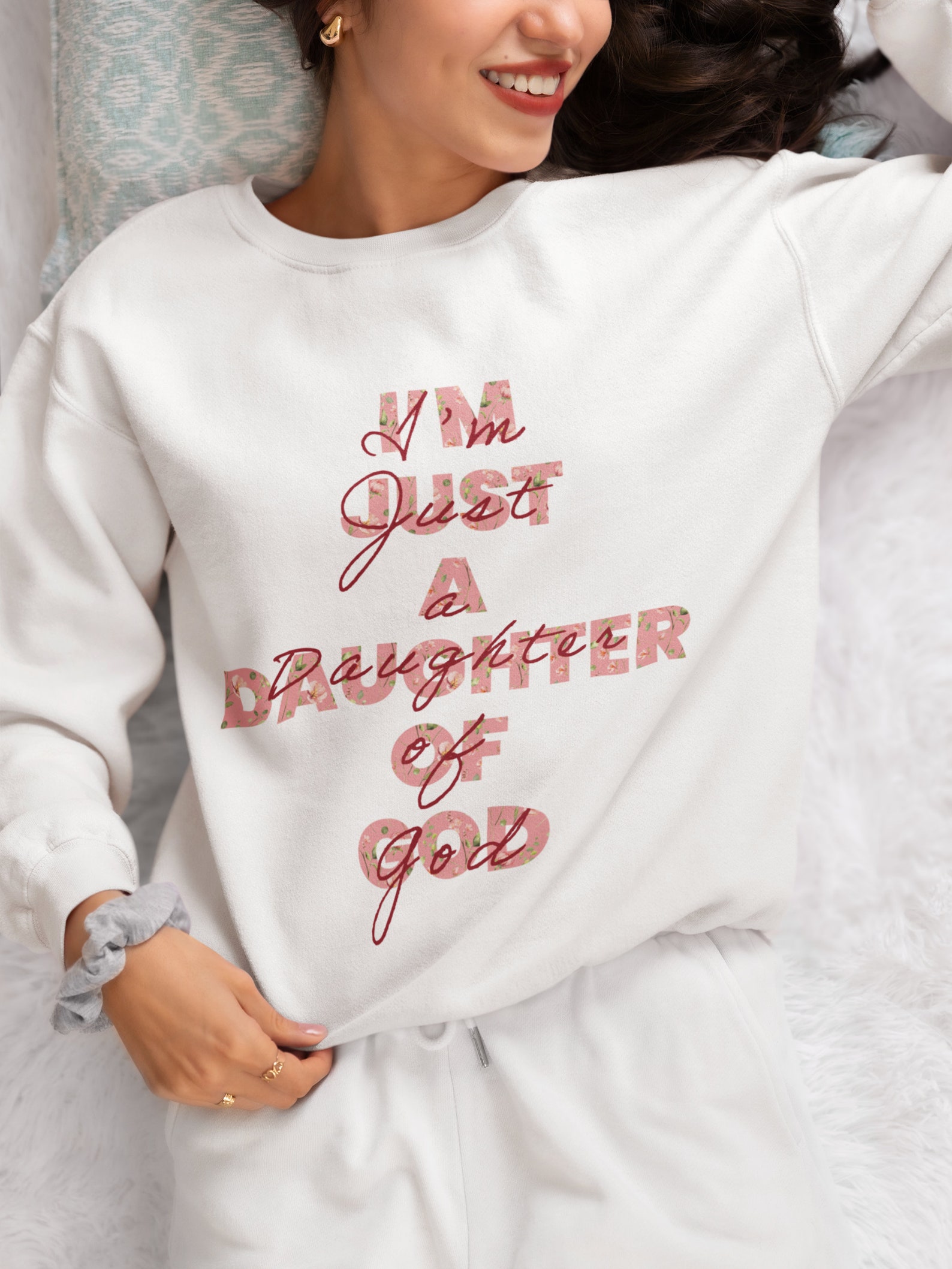 I'm Just a Daughter of God, Florar Letter Design, Floral Sweatshirt for ...