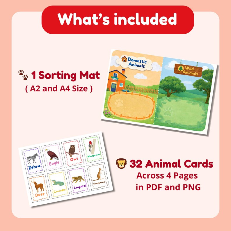 Printable Animal Sorting Card Game – Printable Wild Vs Domestic Animals ...