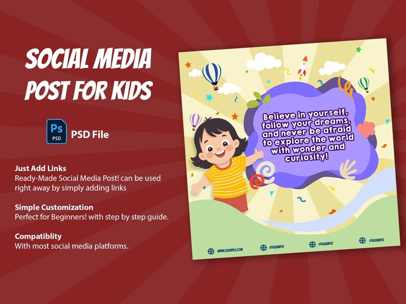 Social Media Post Template for Kids Pages - Quote Post Design Ready to ...