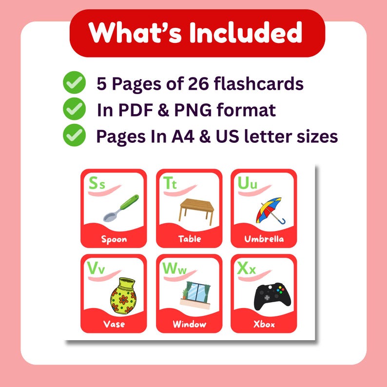 26 Printable Alphabet Flashcards for Kids | Home Objects Flashcards ...