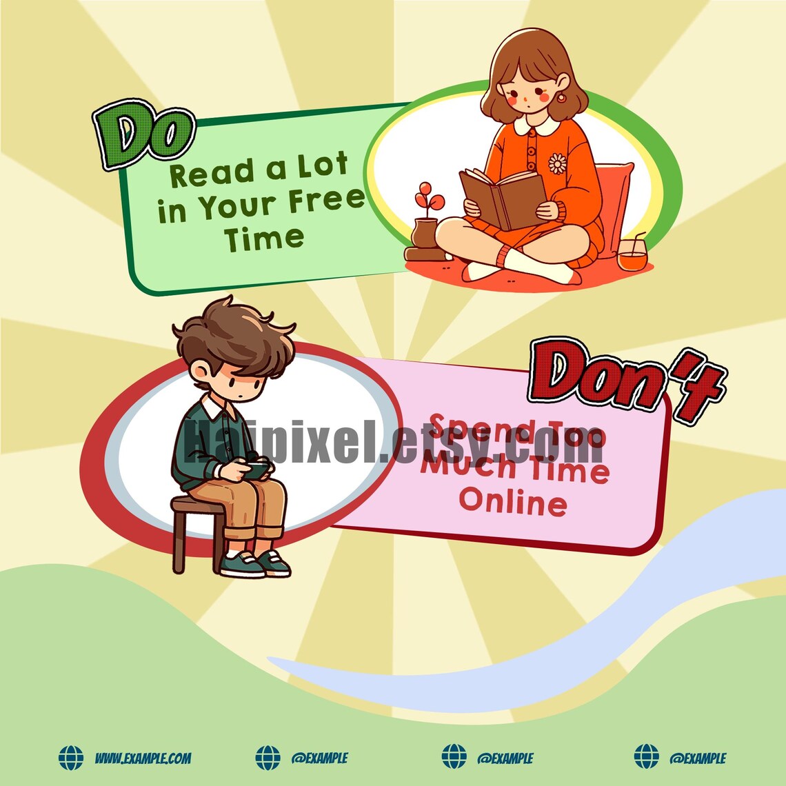 Educational Social Media Post Template for Kids - Fully Customizable Do ...