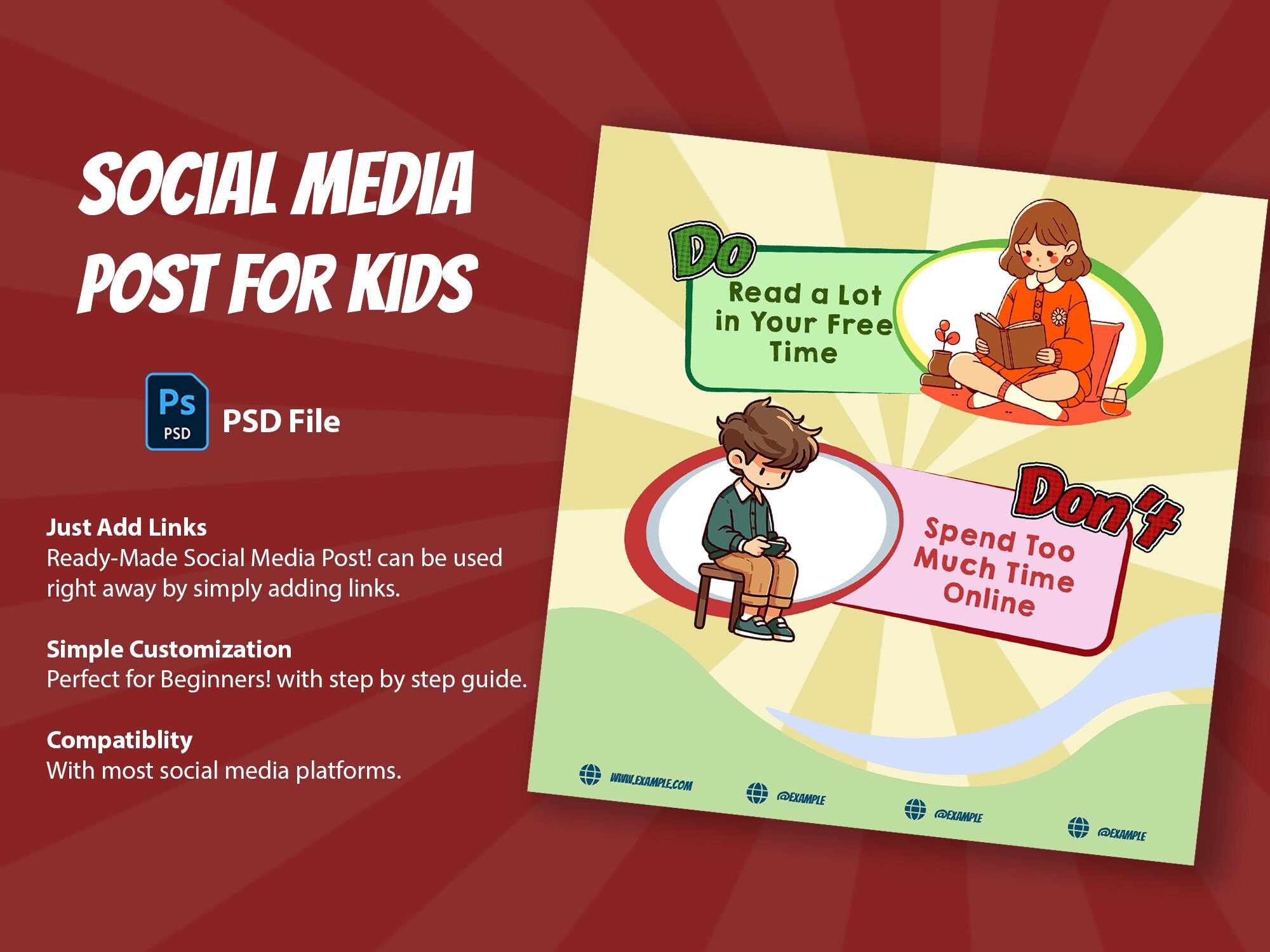 Educational Social Media Post Template for Kids - Fully Customizable Do ...
