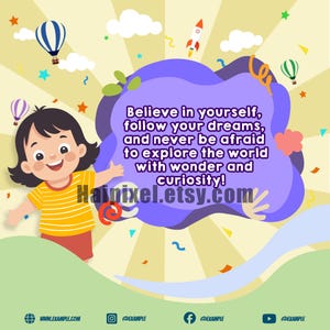 Social Media Post Template for Kids Pages - Quote Post Design Ready to ...