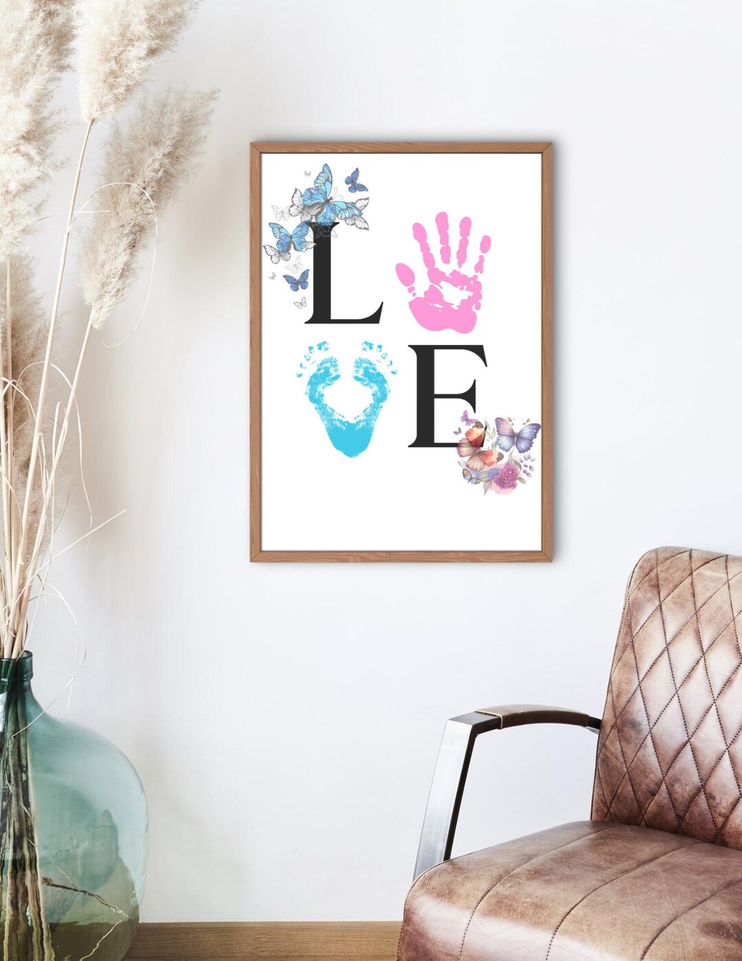 Personalized Handprint Footprint Art: Butterfly Nursery Decor (digital ...