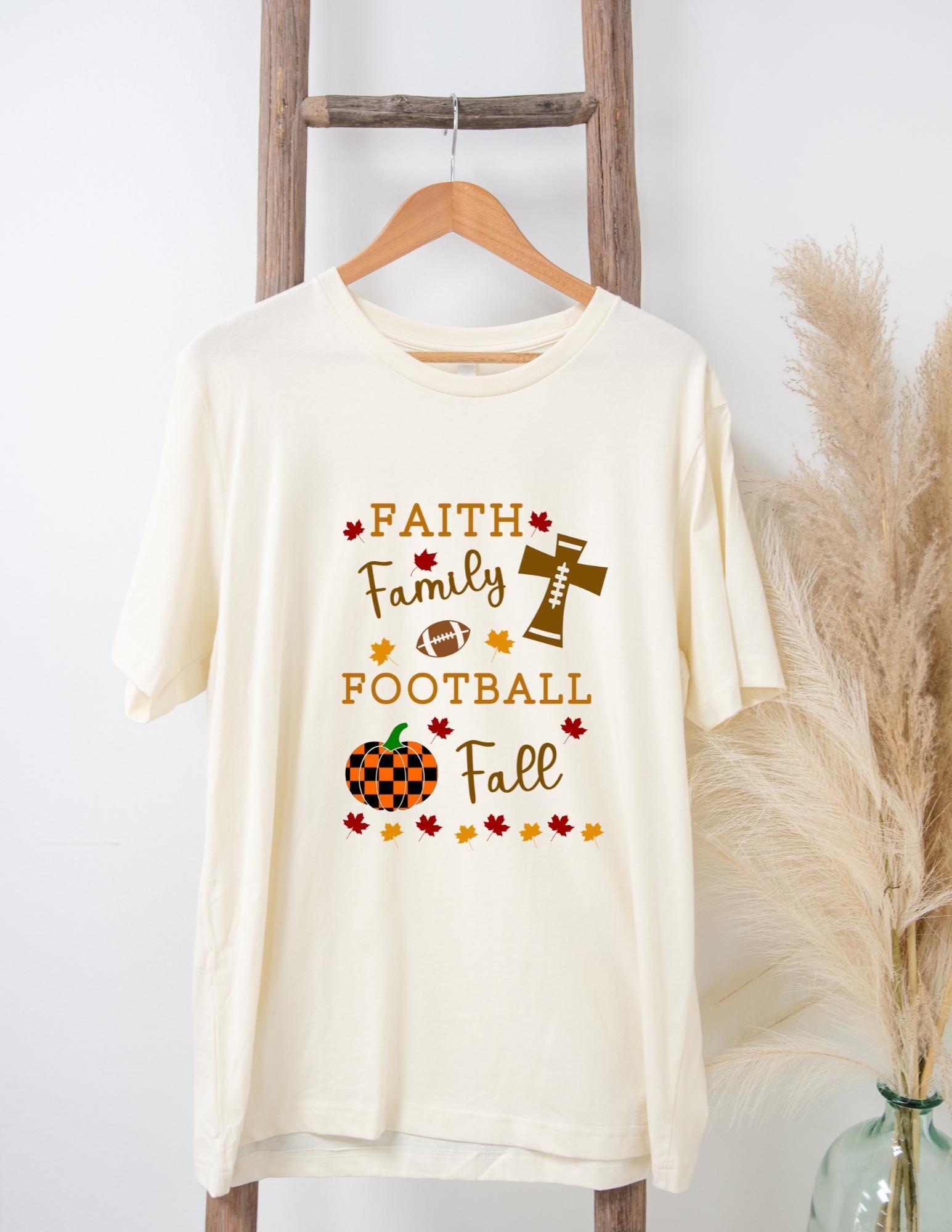Faith Family Football Fall PNG, Checkered Pumpkin, Football Cross ...