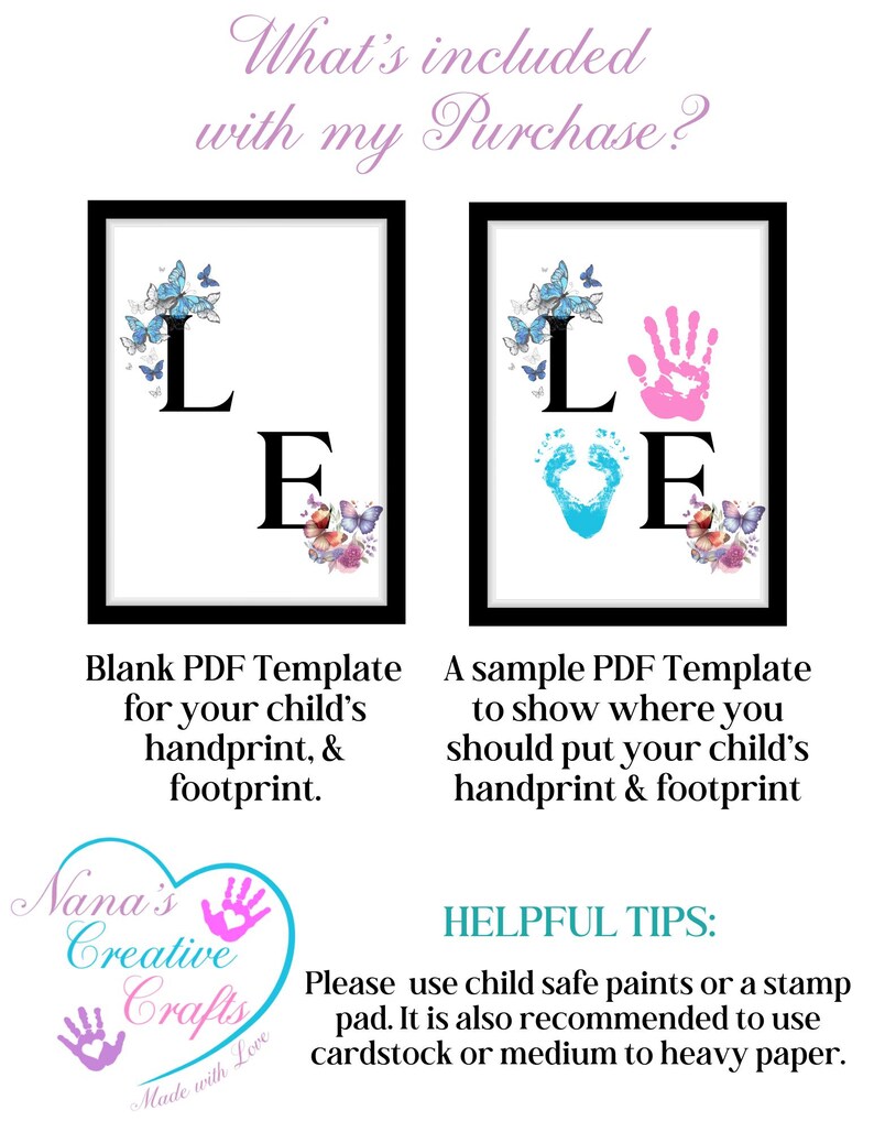 Personalized Handprint Footprint Art: Butterfly Nursery Decor (digital ...