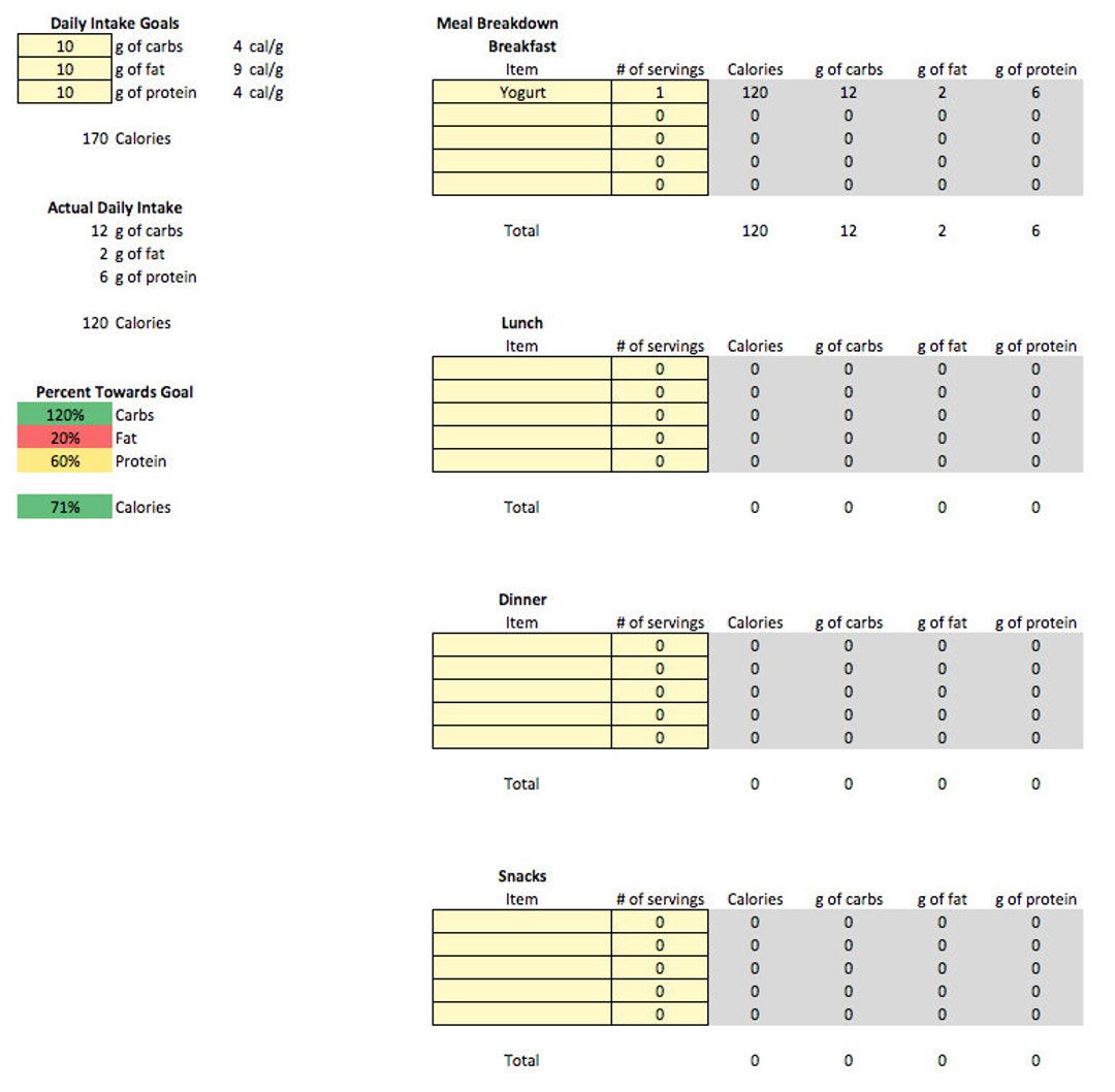Simple Macro Tracking Speadsheet - Etsy