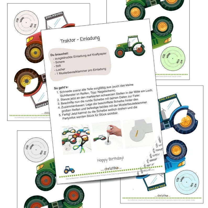 Tractor Invitation | Printable Template | Children's Birthday Party ...