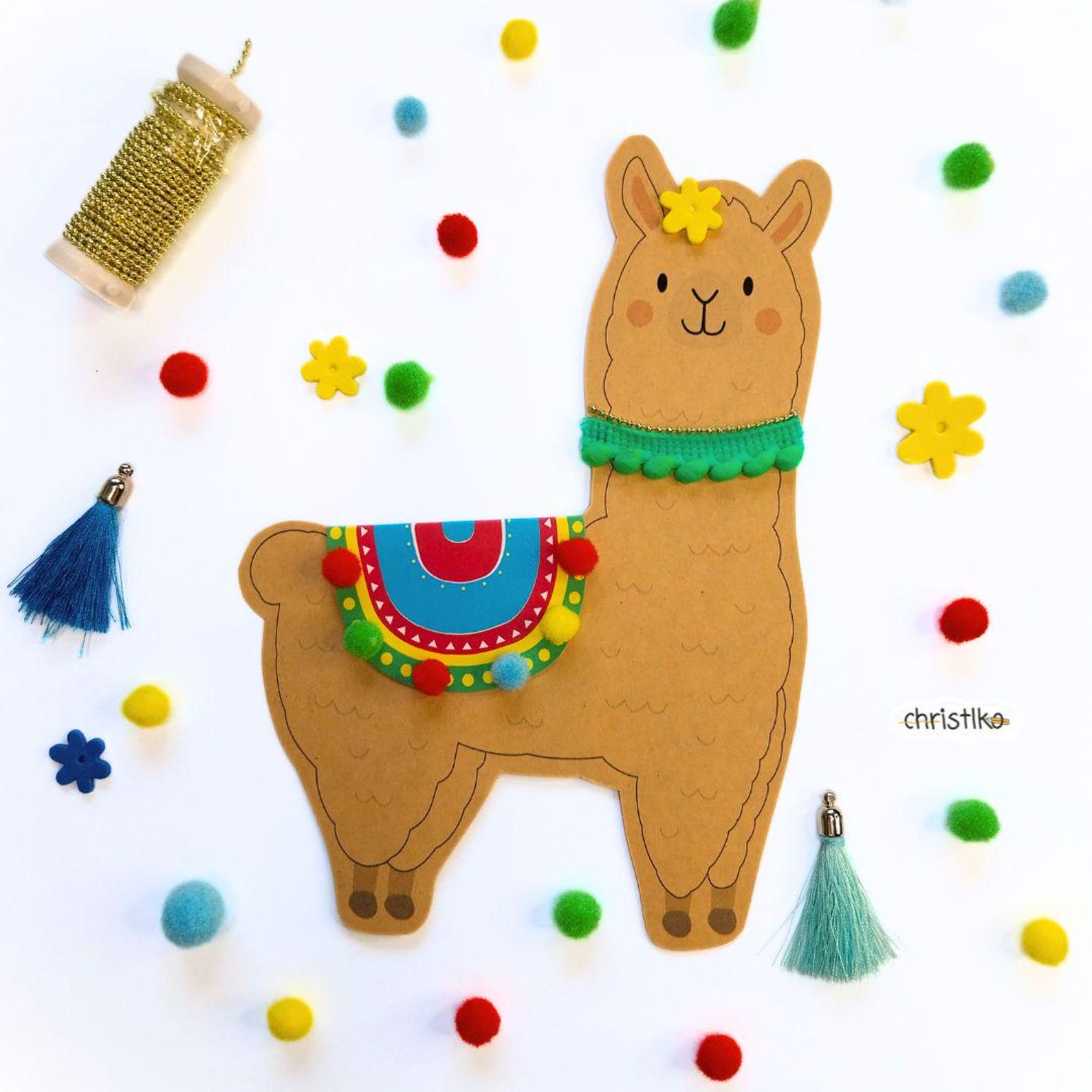 Template for Lama - Invitation, Craft Birthday Invitation, Children's ...