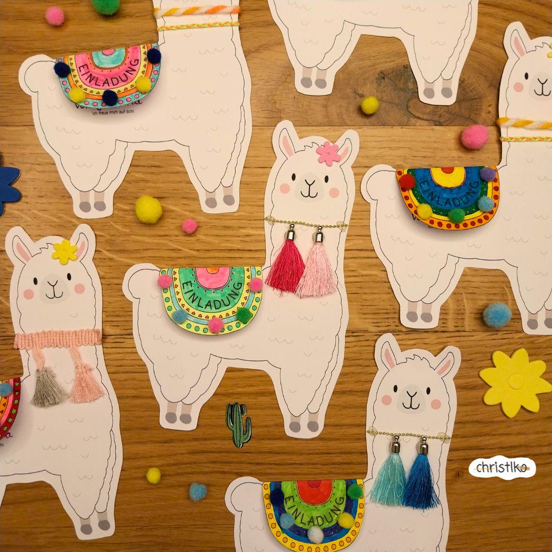 Template for Lama - Invitation, Craft Birthday Invitation, Children's ...