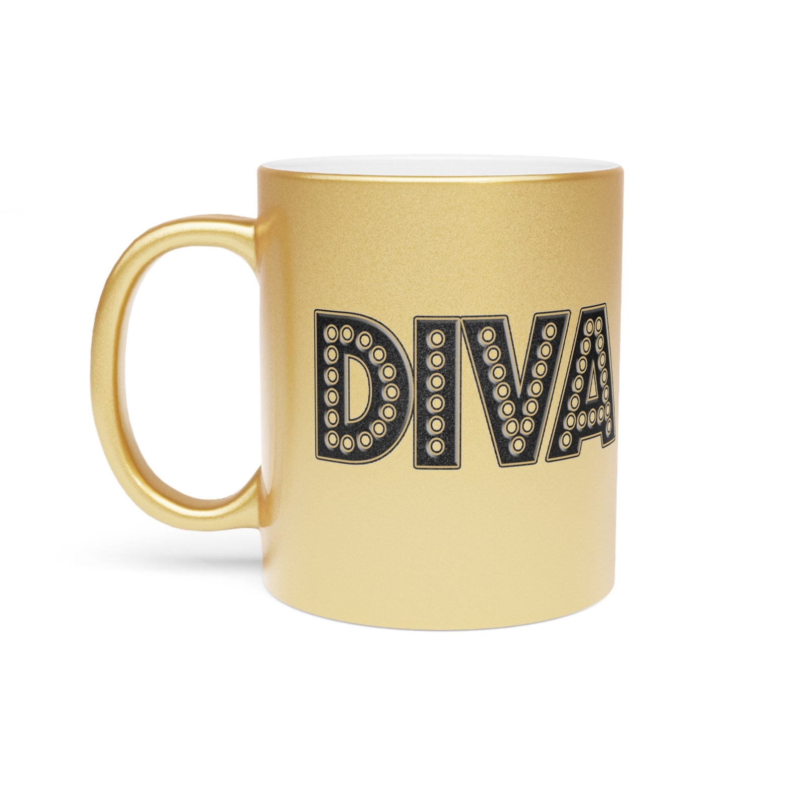 Diva Fancy Black Words on A Gold Background Metallic Mug silvergold - Etsy