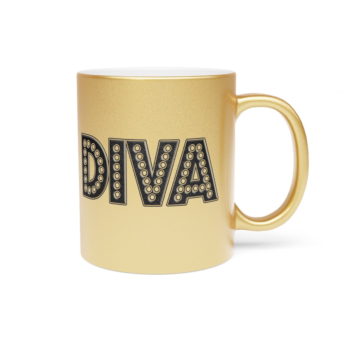 Diva Fancy Black Words on A Gold Background Metallic Mug silvergold - Etsy