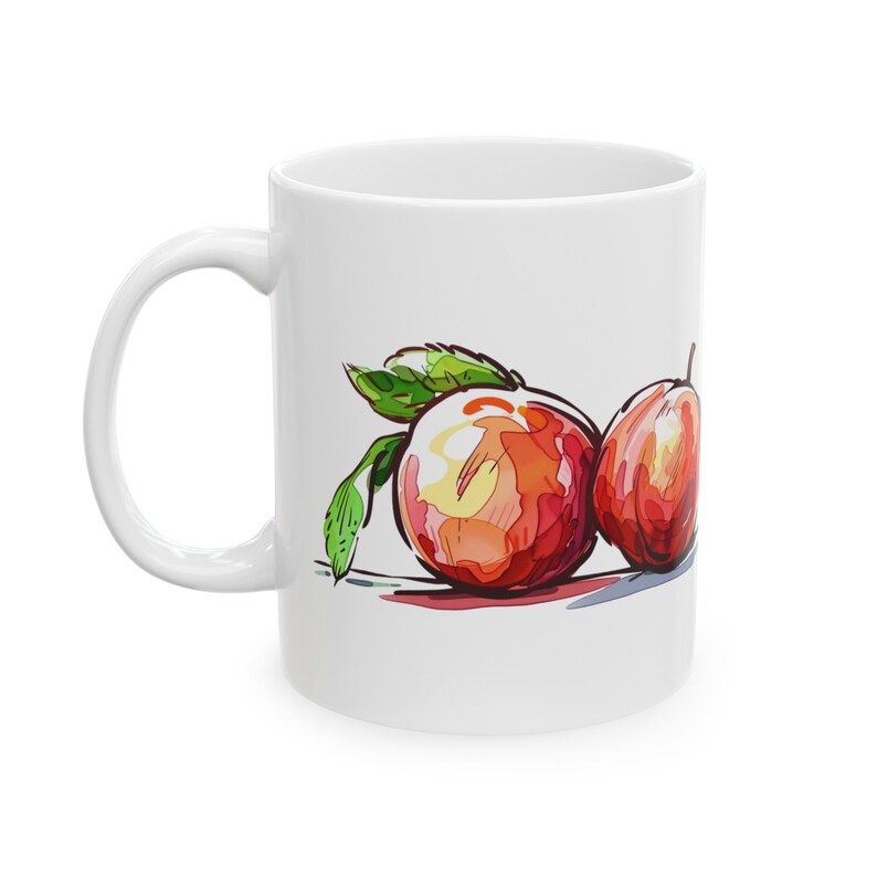 Nectarine Doodles Cartoon Nectarines on A White Background Design Mug ...