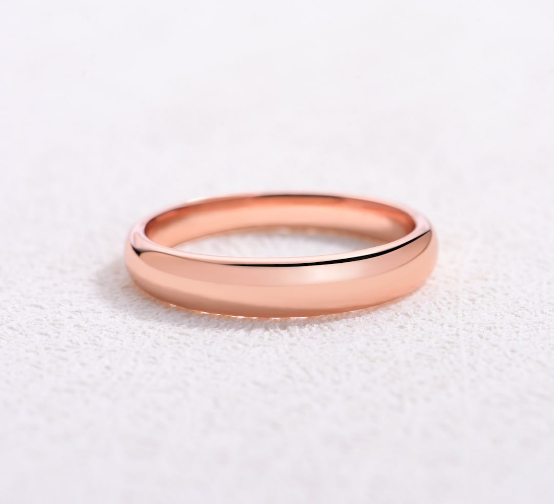 Rose Gold Wedding Band / Plain 14K Gold Wedding Ring / Classic Promise ...