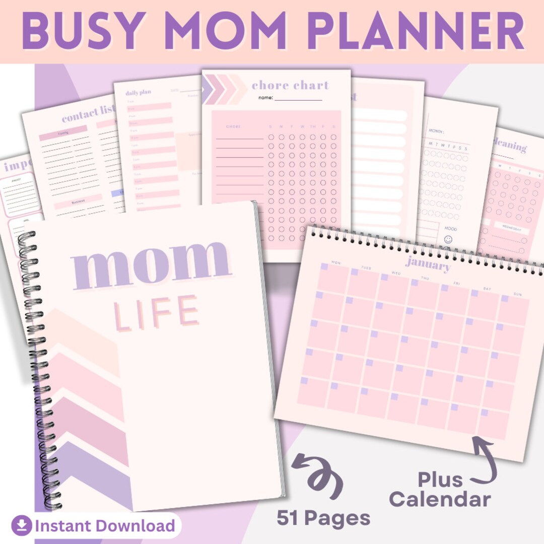 Busy Mom Planner & Calendar Printable - Etsy