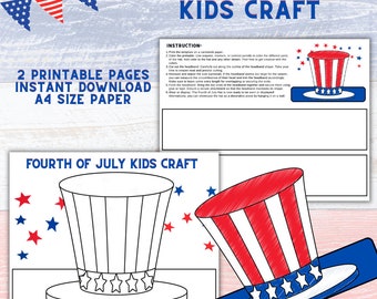 4th of July Kids Craft / 4th of July Hat / PDF / Instant Download ...
