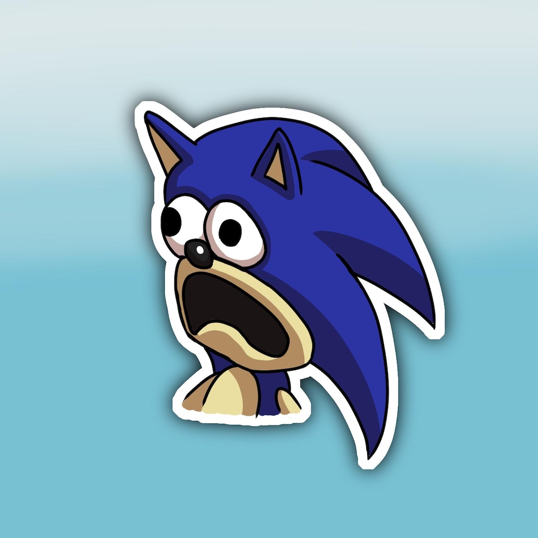 Sonic Face Cursed Sticker Meme Hedgehog Matte Funny Gift Waterproof ...