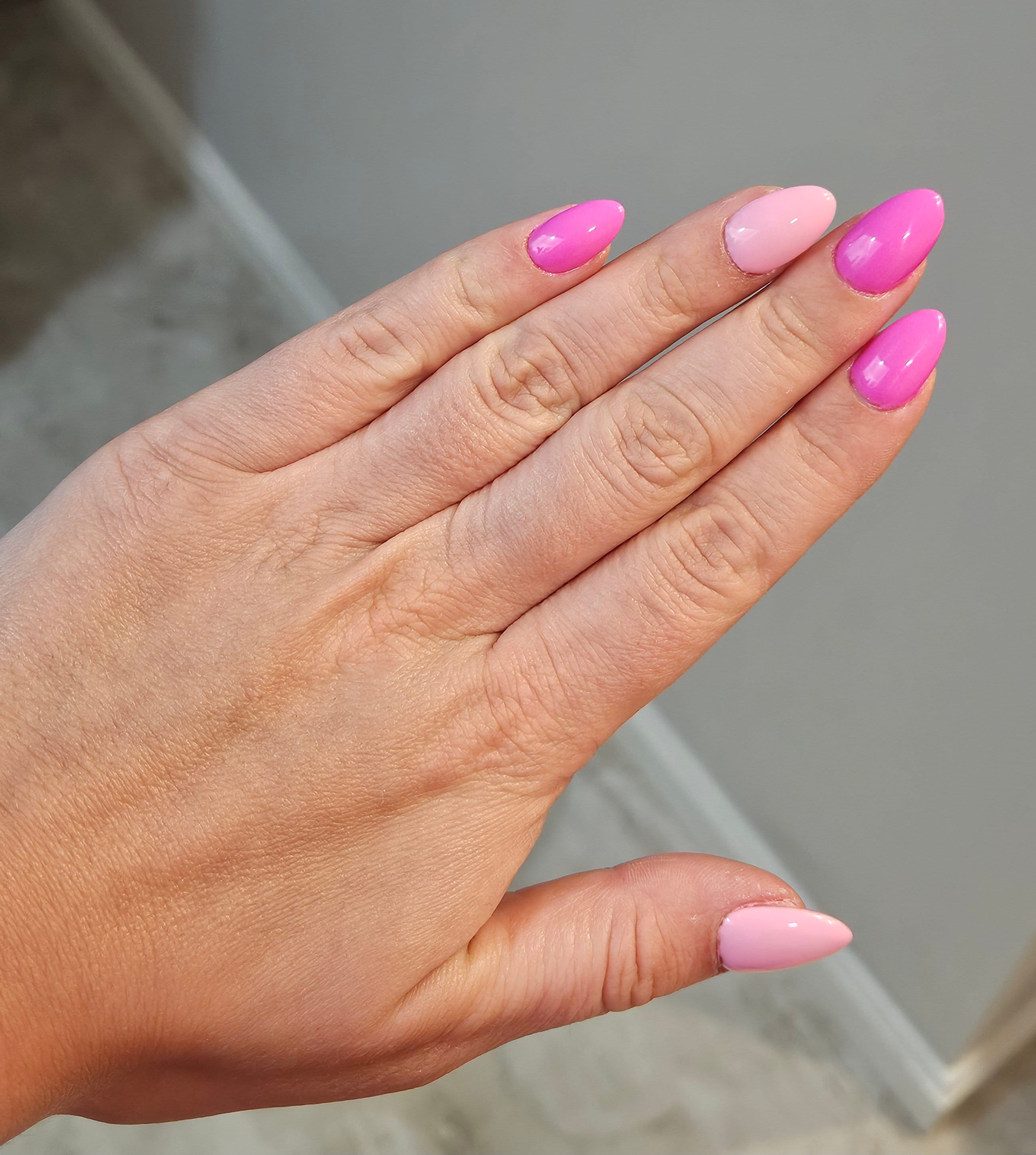 Simple Short Almond Handpainted Pink Press on Nails (reusable) - Etsy