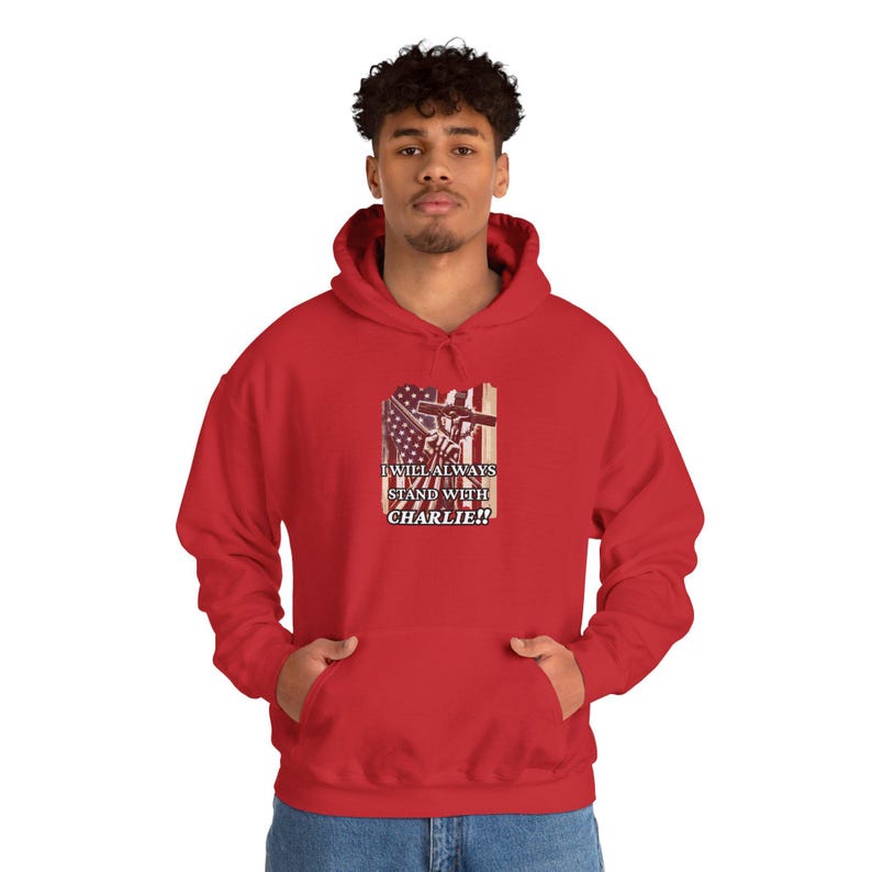 Charlie Kirk Hooded Sweatshirt, Cotton and Polyester American Flag ...