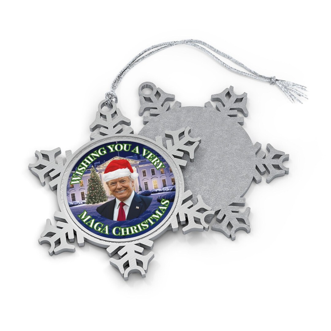Donald Trump Snowflake Ornament - MAGA Decor Winter Decoration Pewter ...