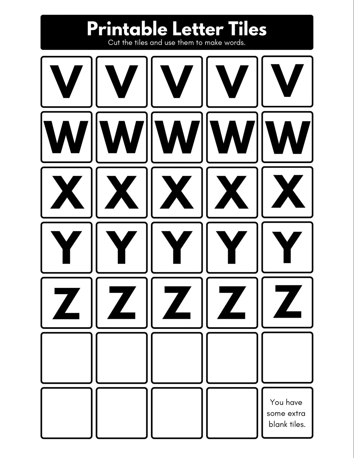 Printable Letter Tiles - Etsy