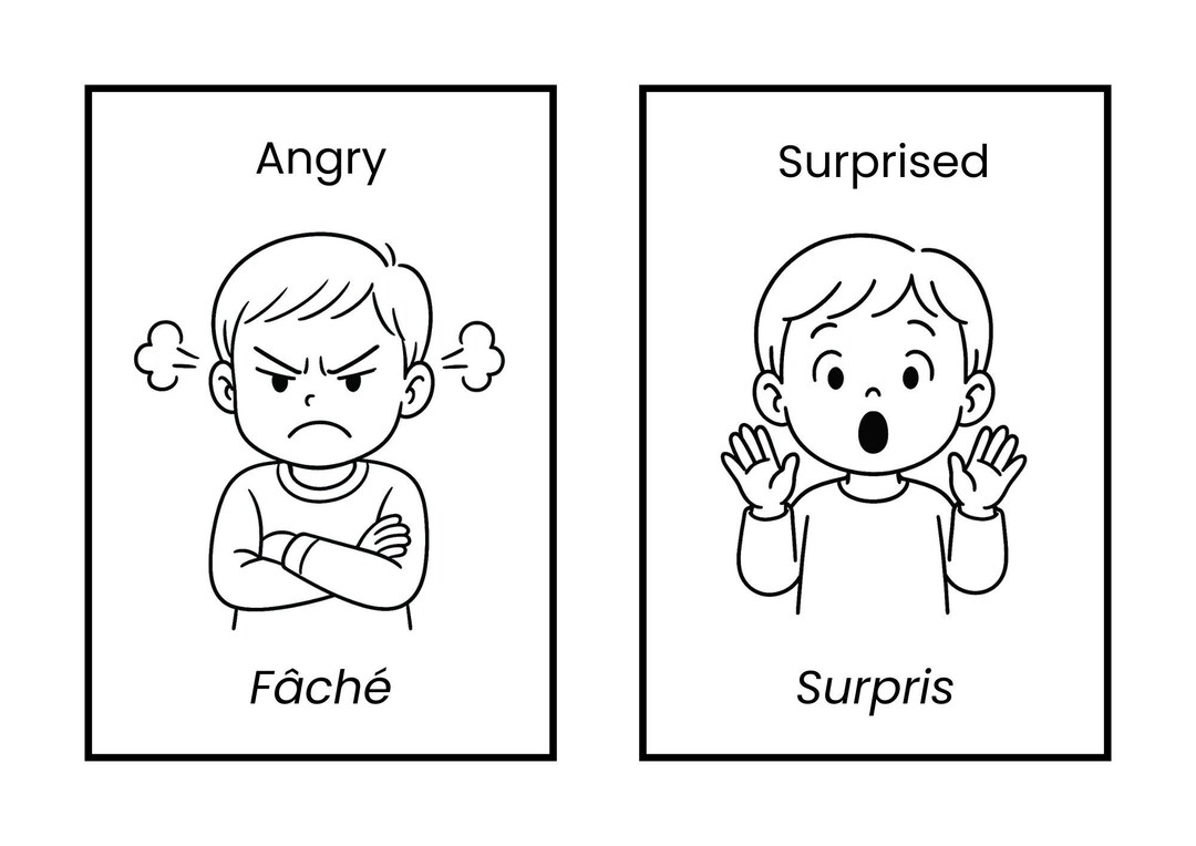 Bilingual Emotion Flashcards English–french Printable Kids Social ...