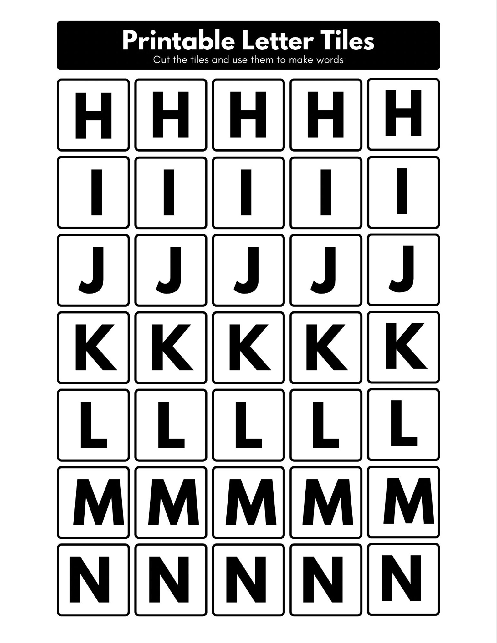 Printable Letter Tiles - Etsy