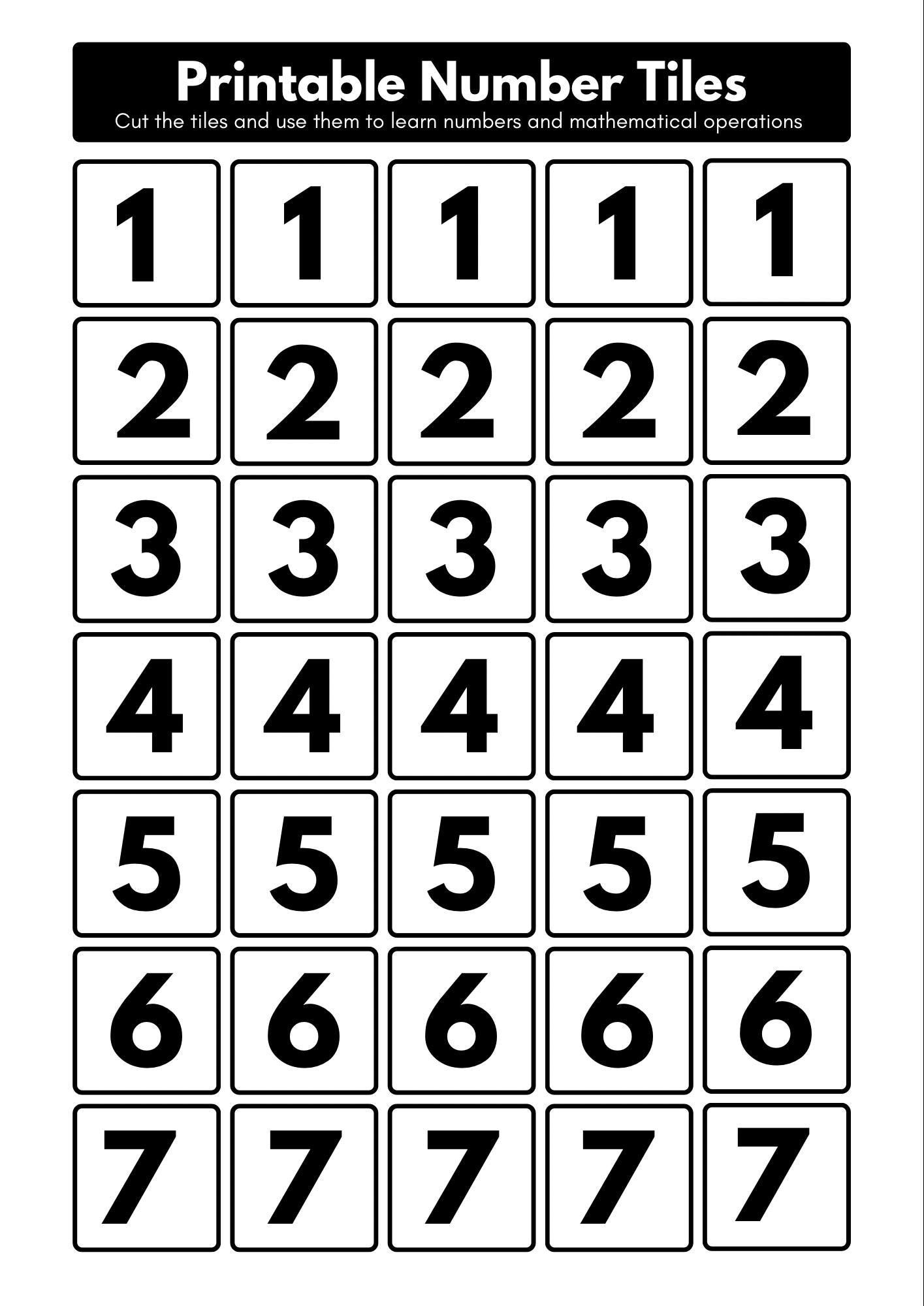 Printable Number Tiles | Math Learning Activity for Kids | Montessori ...