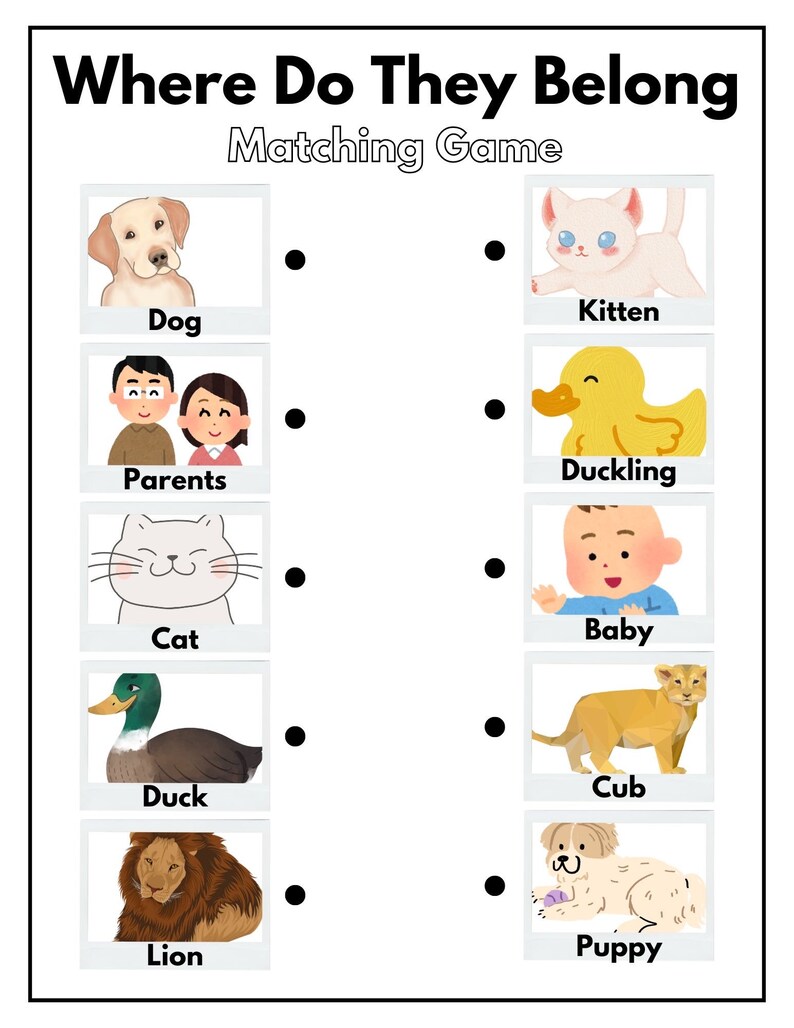 Printable Matching Game Where Do They Belong Worksheet - Etsy