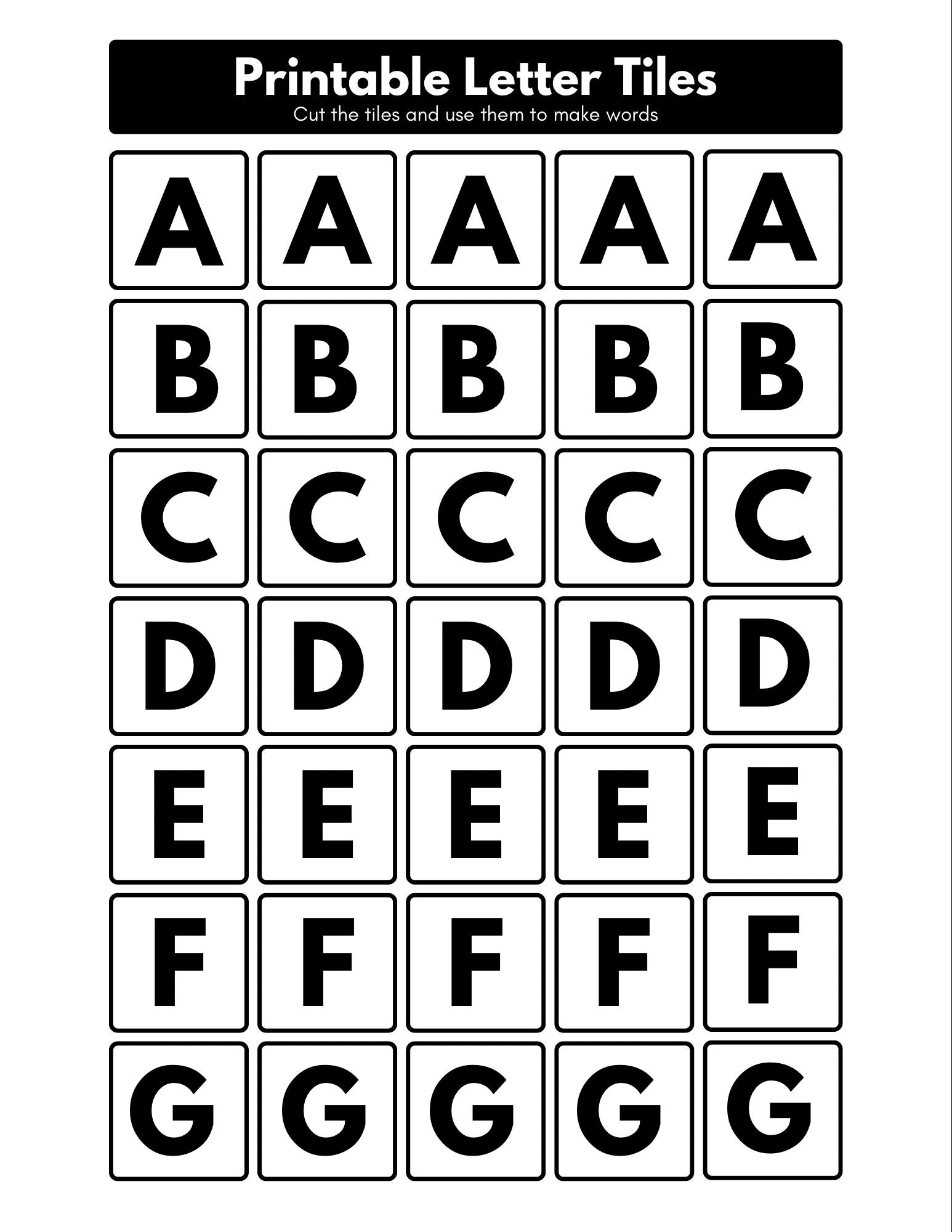 Printable Alphabet Letter Tiles