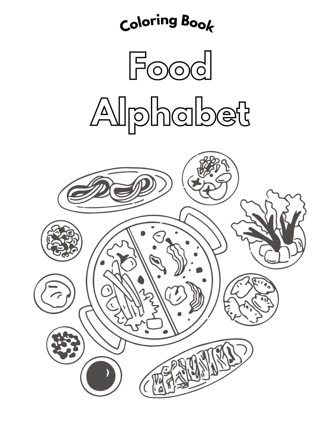 Printable Food Alphabet Coloring - Etsy